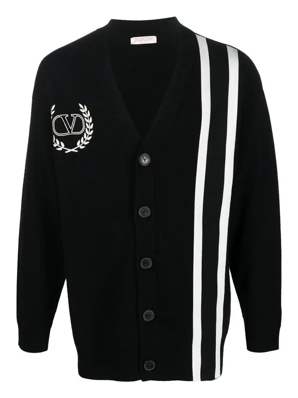 Valentino Garavani Vlogo Signature Virgin Wool Cardigan - Black