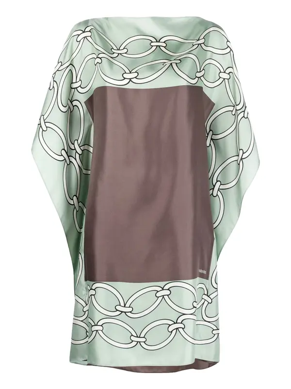 Valentino Garavani Chain 1967 Foulard-print Silk Dress - Green