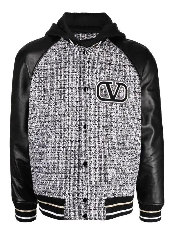Valentino Garavani Logo-patch Hooded Bomber Jacket - Black