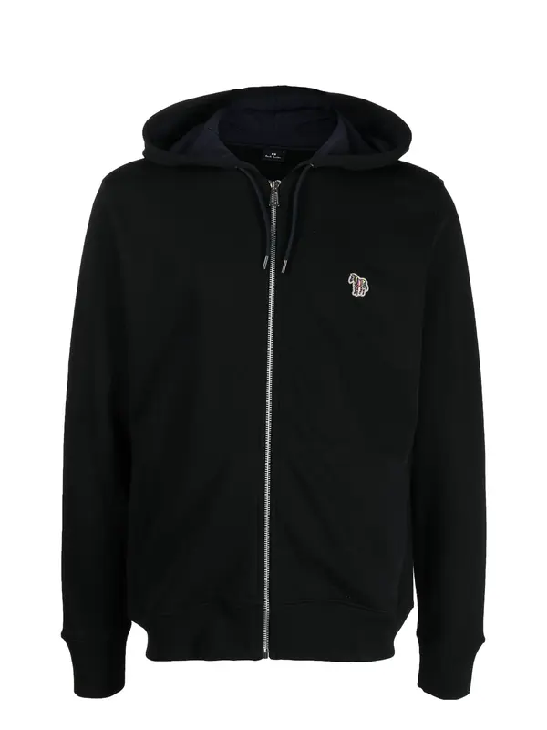 Paul Smith Zipped Organic Cotton Hoodie - Black