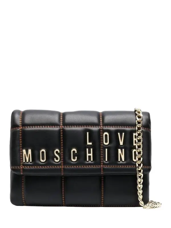 Moschino Quilted Leather Crossbody Bag - Black