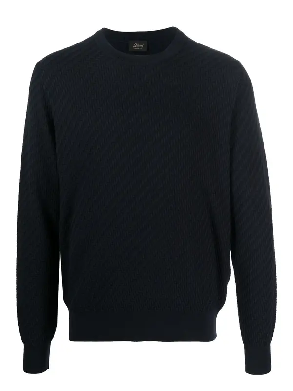 Brioni Crew-neck Cotton-silk Jumper - Blue