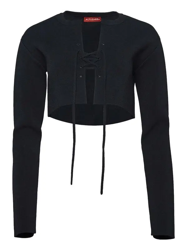 Altuzarra Zalika Ribbed Knit Cropped Jumper - Black