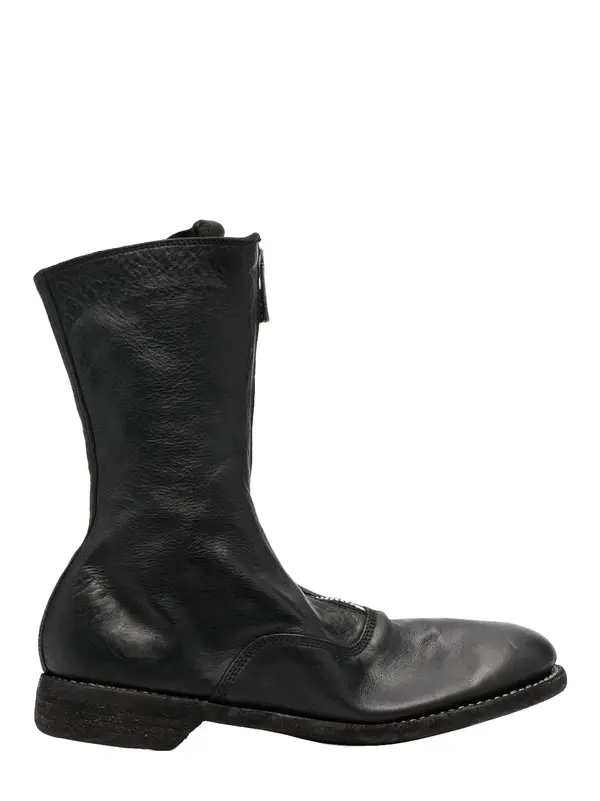Guidi Round-toe Leather Boots - Black