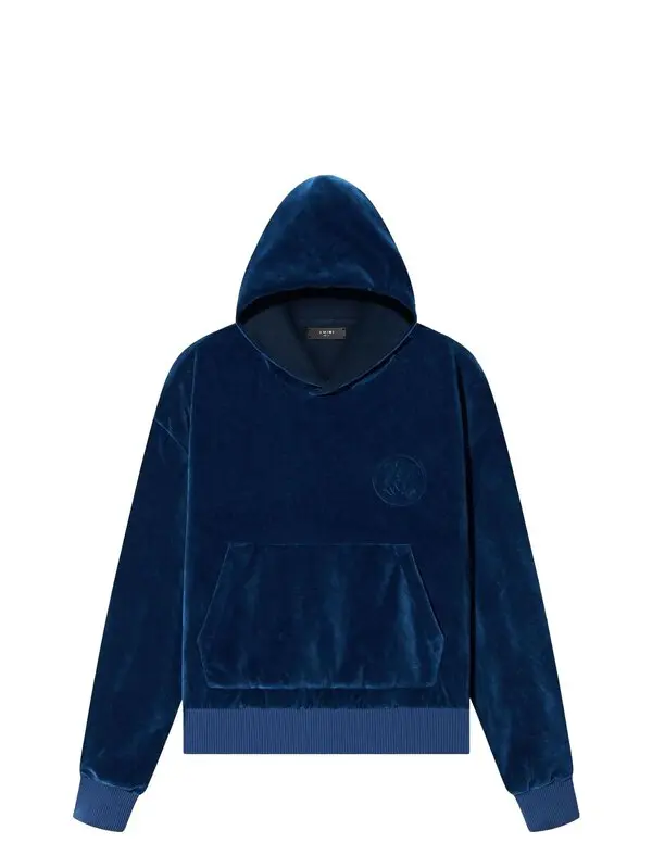 Amiri Velour Pouch-pocket Hoodie - Blue
