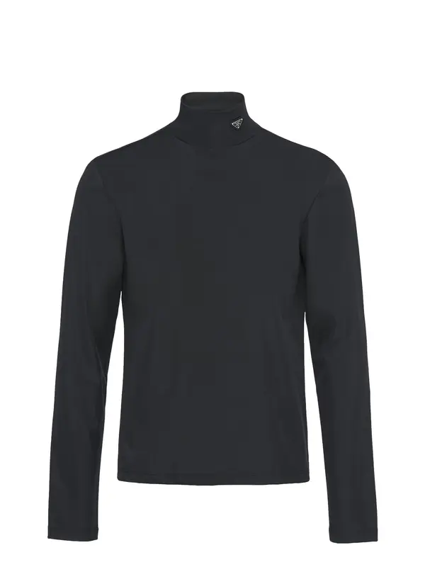 Prada Triangle-logo Roll-neck Top - Black