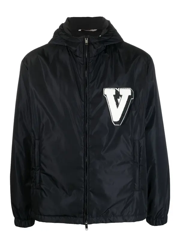Valentino Garavani Logo-patch Hooded Jacket - Blue