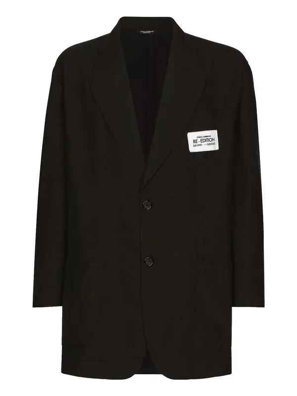 Dolce & Gabbana Logo-patch Silk-cotton Blazer - Black