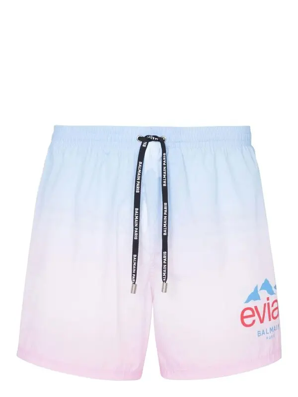 Balmain X Evian Gradient Swim Shorts - Blue