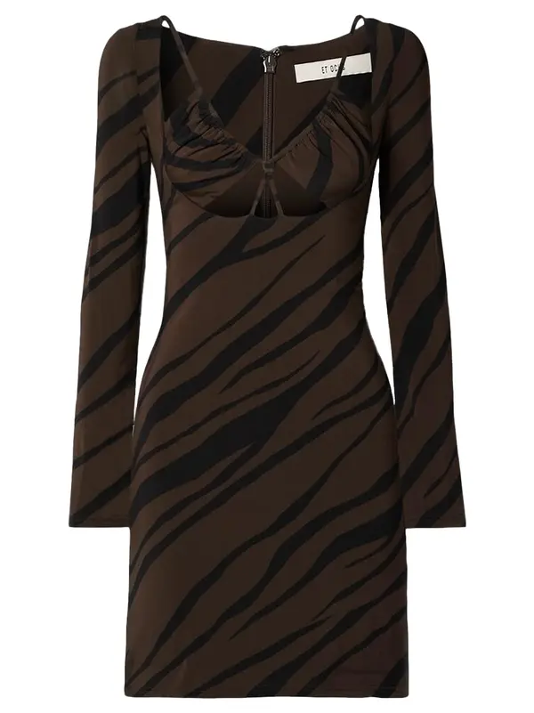 ET OCHS Aida Zebra-print Mini Dress - Chocolate