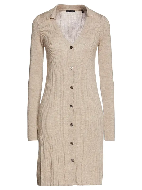 ATM Anthony Thomas Melillo Ribbed Merino Wool Mini Dress - Mushroom