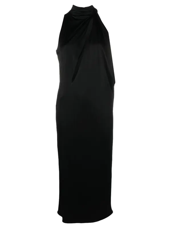 Versace Slashed Halterneck Midi Dress - Black