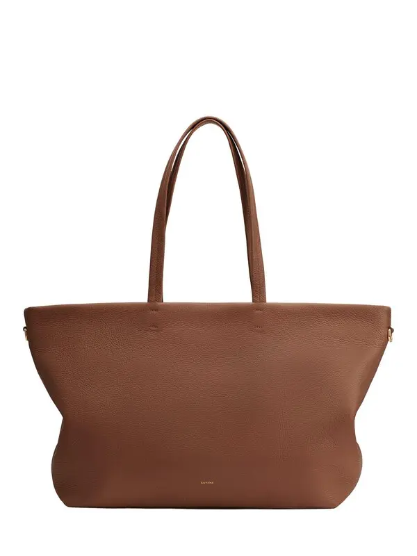 Cuyana Leather Zipper Tote Bag - Dark Chestnut