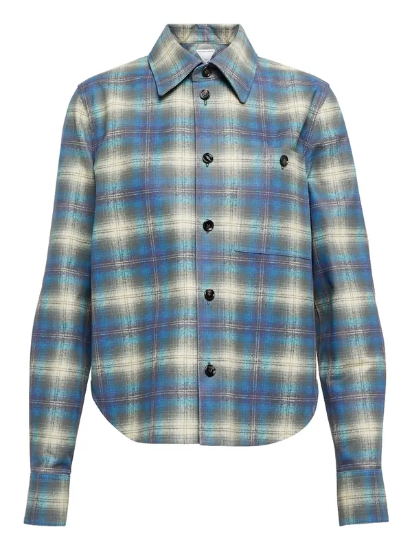 Bottega Veneta Checked Leather Shirt - Blue
