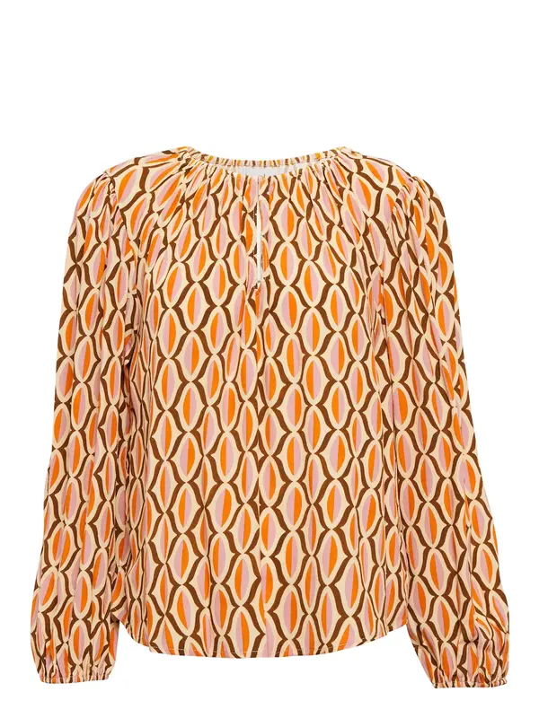 Velvet By Graham & Spencer Laura Printed Crêpe Blouse - Orange