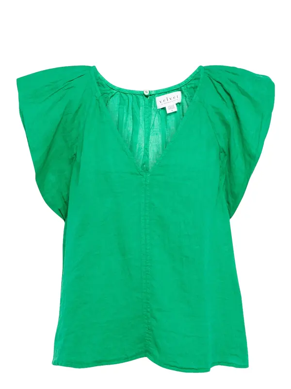 Velvet By Graham & Spencer Ava Linen Top - Green