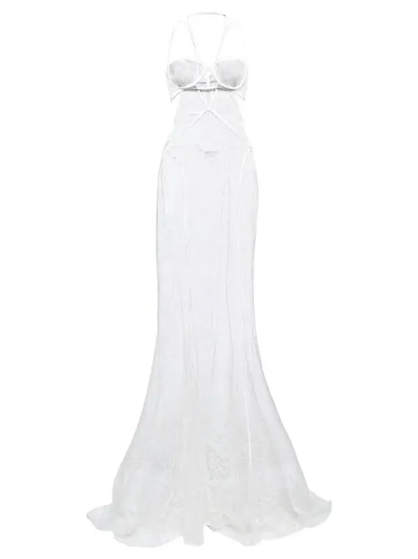 NENSI DOJAKA Bridal Halterneck Lace Gown - White