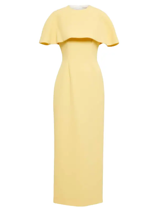 EMILIA WICKSTEAD Elham Cape Crêpe Midi Dress - Yellow