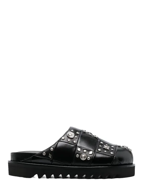 TOGA VIRILIS Stud-detailing Leather Mules - Black