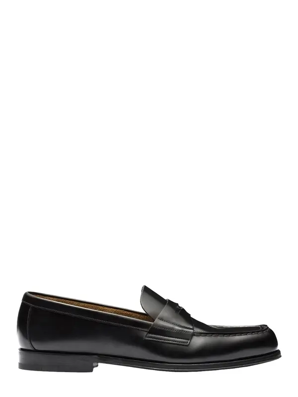 Prada Logo-plaque Leather Loafers - Black