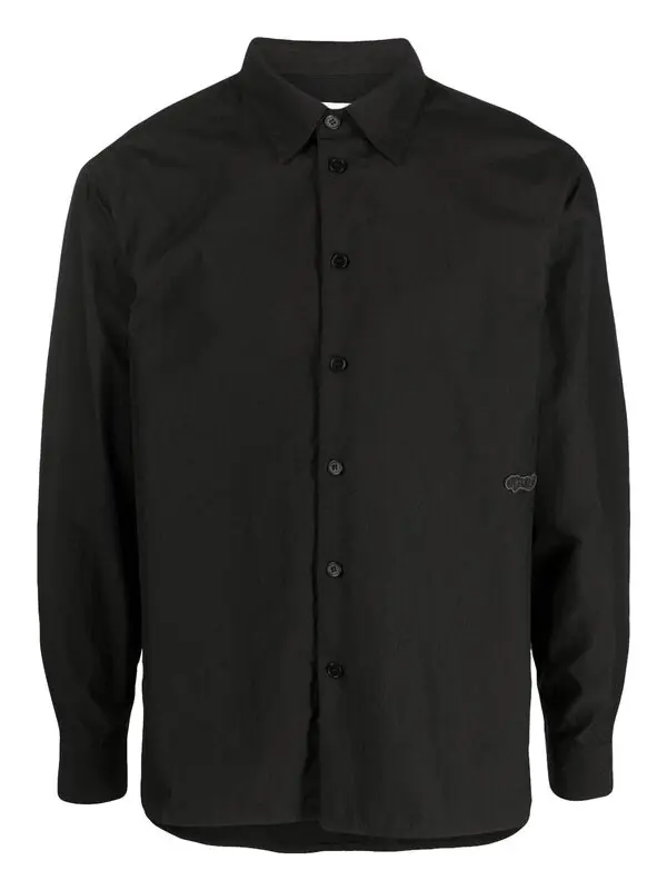 SOULLAND Logo-patch Plain Shirt - Black