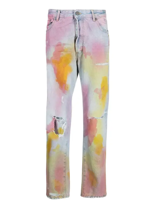 Palm Angels Tie-dye Print Slim-fit Jeans - Blue