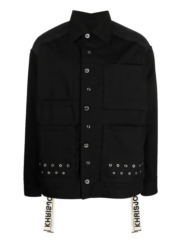 Khrisjoy Eyelet-embellished Military Jacket - Black