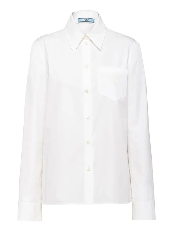 Prada Logo-embroidered Poplin Shirt - White