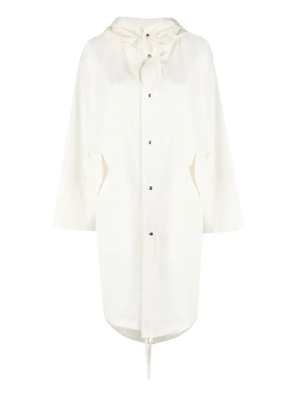 JIL SANDER Logo-print Drawstring Coat - Neutrals