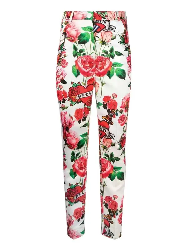 Philipp Plein Floral-print Trousers - White