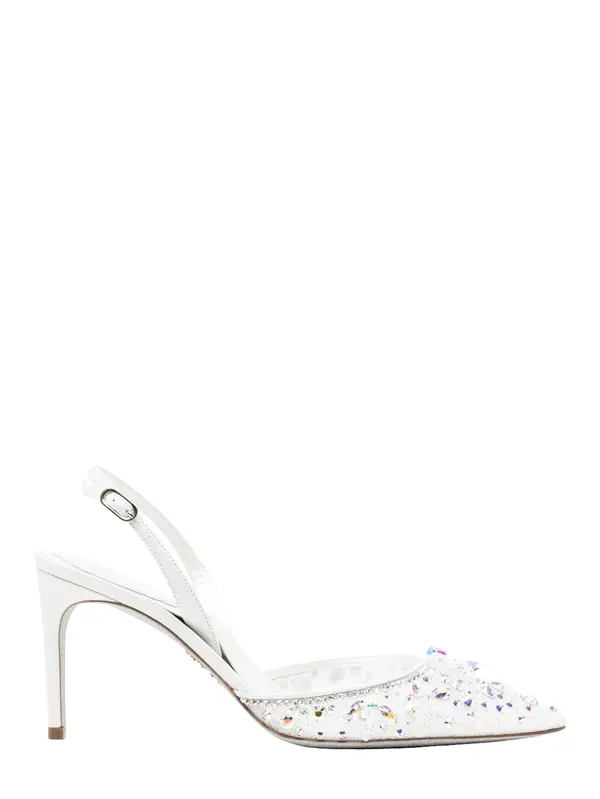 Rene Caovilla Lace-embellished Slingback Pumps - White