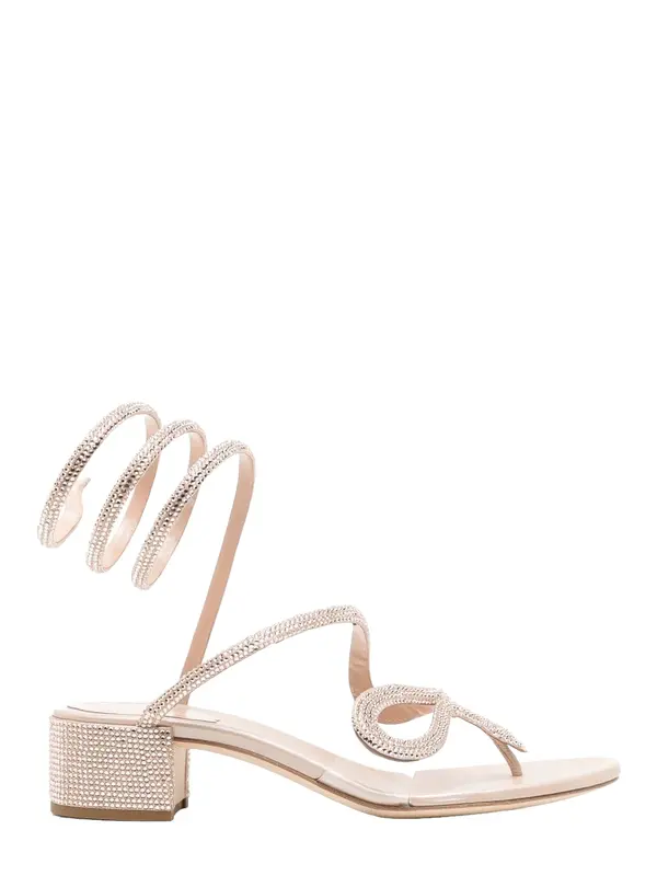 Rene Caovilla Snake Crystal Embellished Sandals - Pink