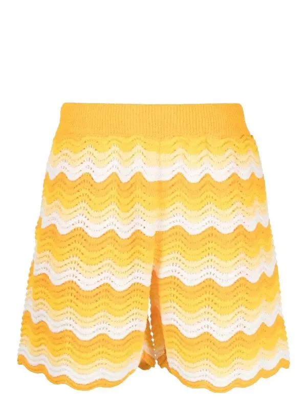 Casablanca Scalloped-knit Shorts - Yellow