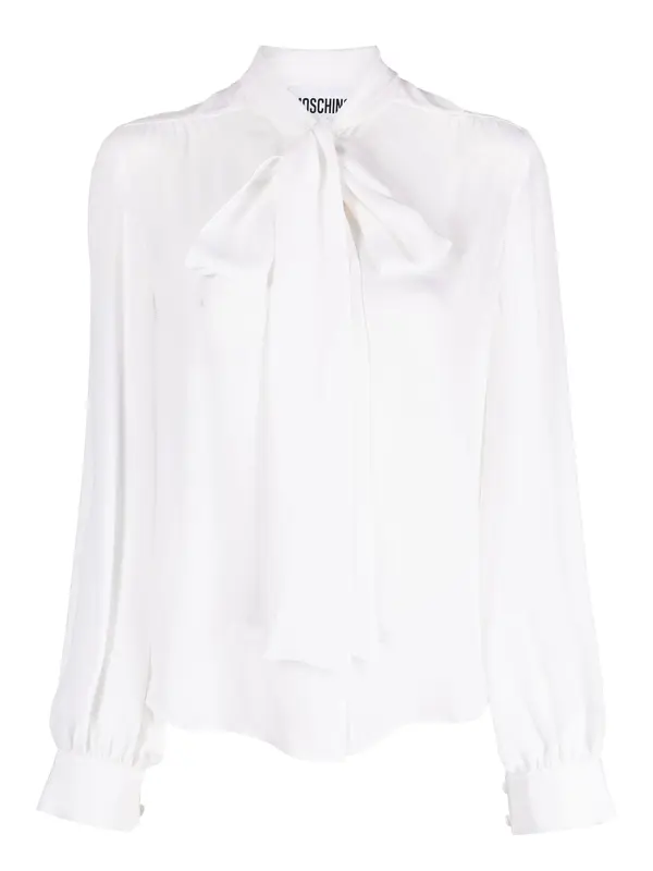 Moschino Pussy-bow Silk Blouse - White