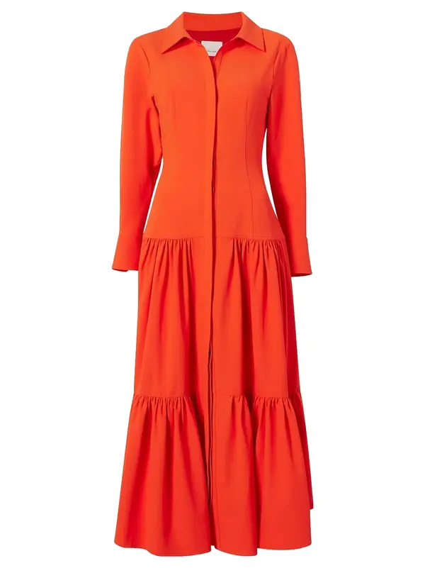 Cinq À Sept Long-sleeve Tiered Dress - Orange