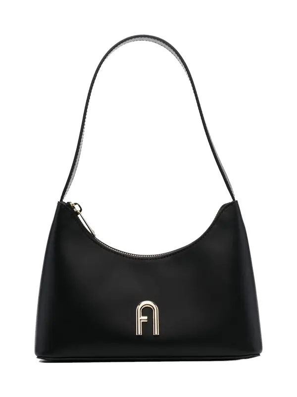 Furla Logo-plaque Leather Shoulder Bag - Black