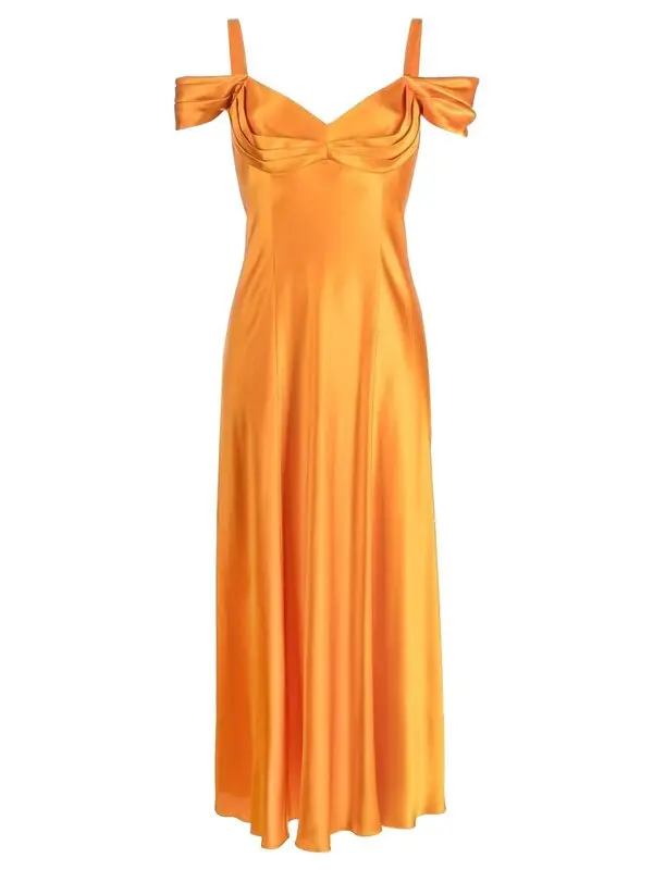 Alberta Ferretti Draped Silk Dress - Orange