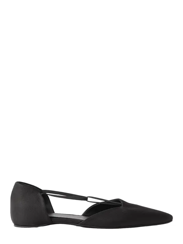 TOTEME The T-strap Faille Point-toe Flats - Black