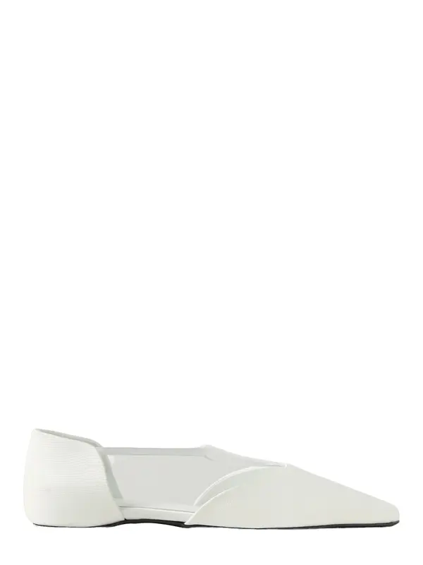 TOTEME The T-strap Faille Point-toe Flats - Ivory