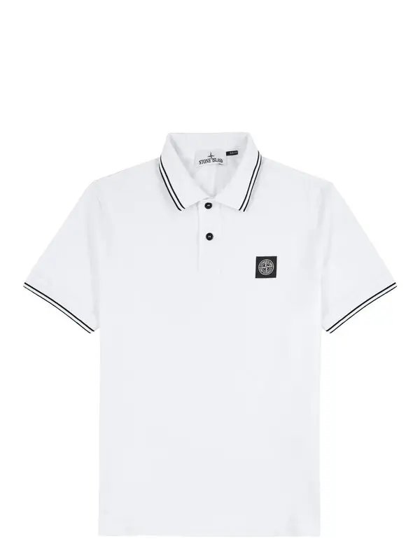 Stone Island Piqué Cotton Polo Shirt - White