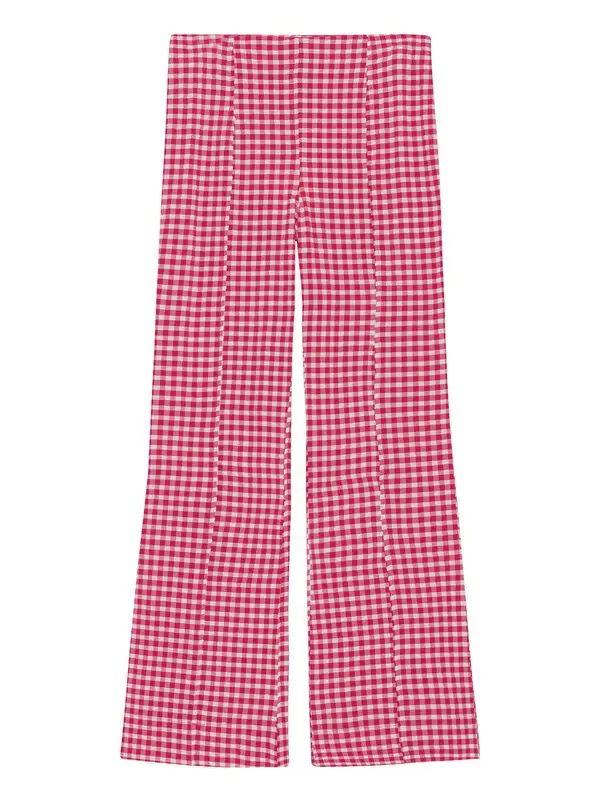 GANNI Stretch Seersucker Cropped Pants - Pink