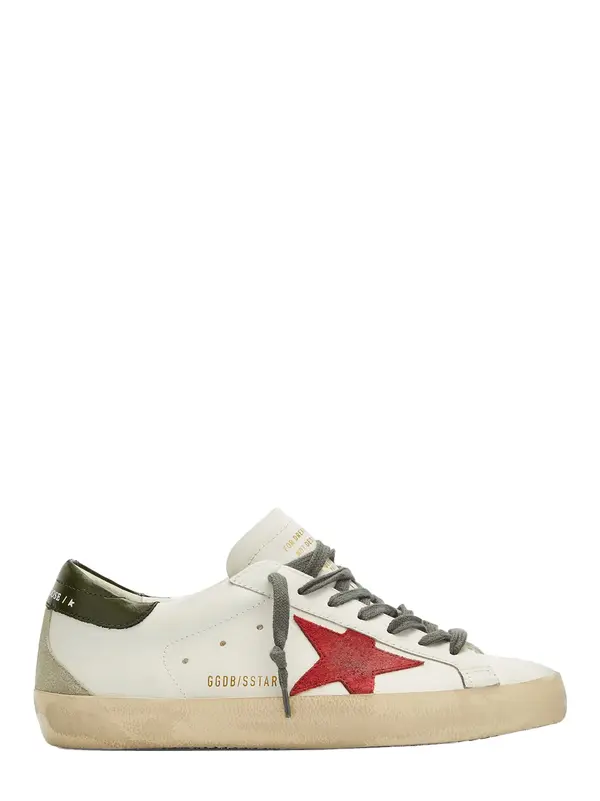 Golden Goose Superstar Leather Low-top Sneakers - White/red/dark Green