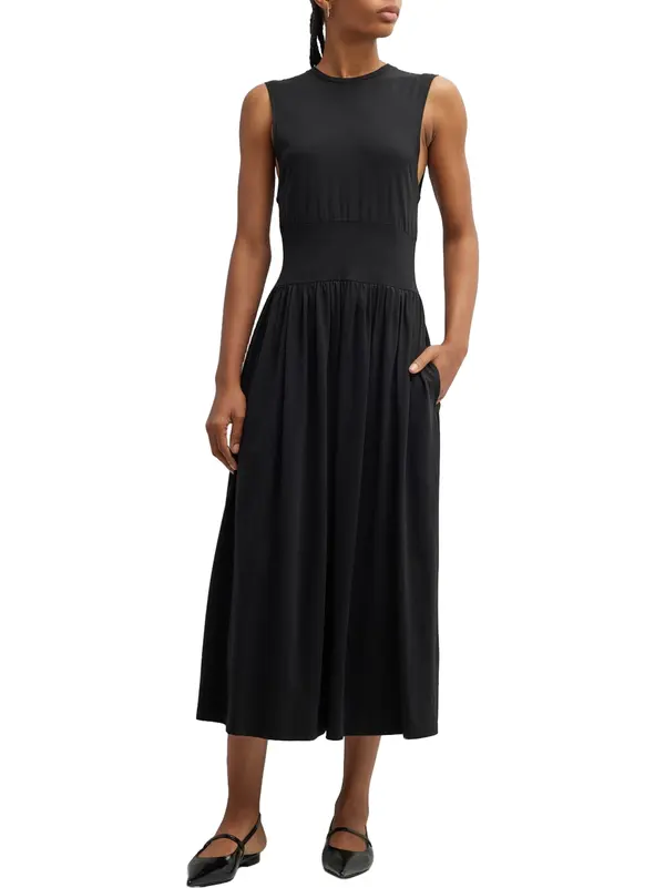 TOTÊME Sleeveless Cotton Midi Dress - Black