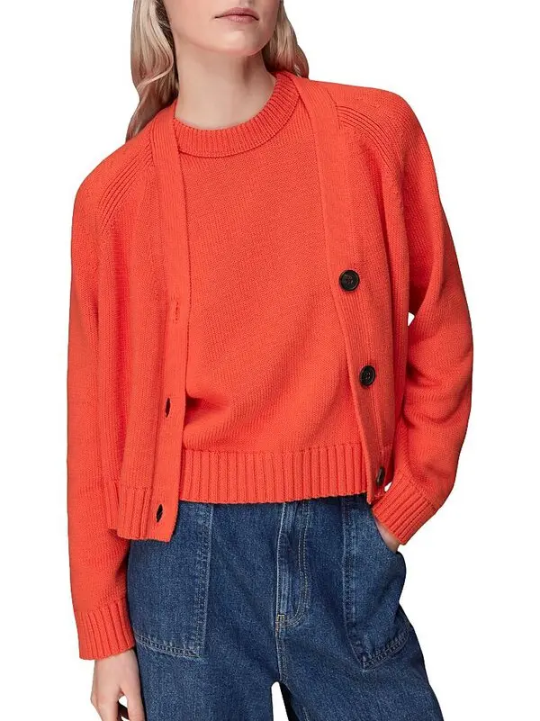 Whistles Karine Ribbed Cardigan - Red