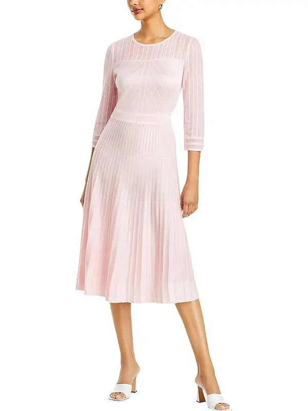 Misook Classic Knit Midi Dress - Rose Petal