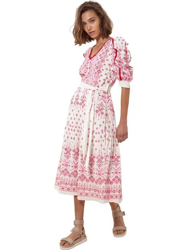 Hale Bob Logan Embroidered Midi Dress - Pink