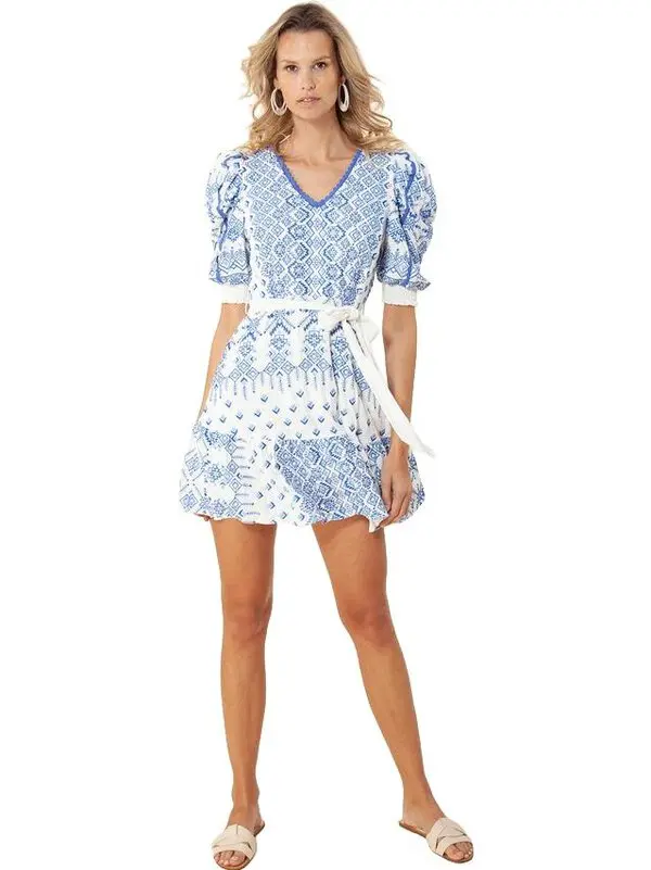 Hale Bob Logan Embroidered Dress - Blue