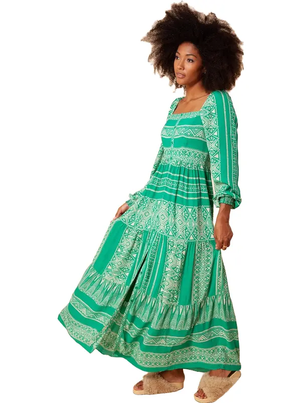 Hale Bob Anci Tiered Maxi Dress - Green