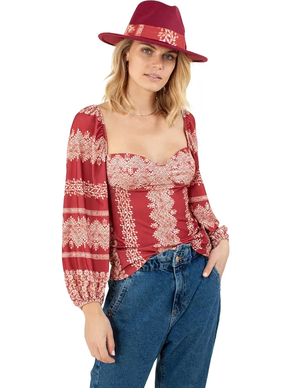 Hale Bob Francesca Jersey Top - Red