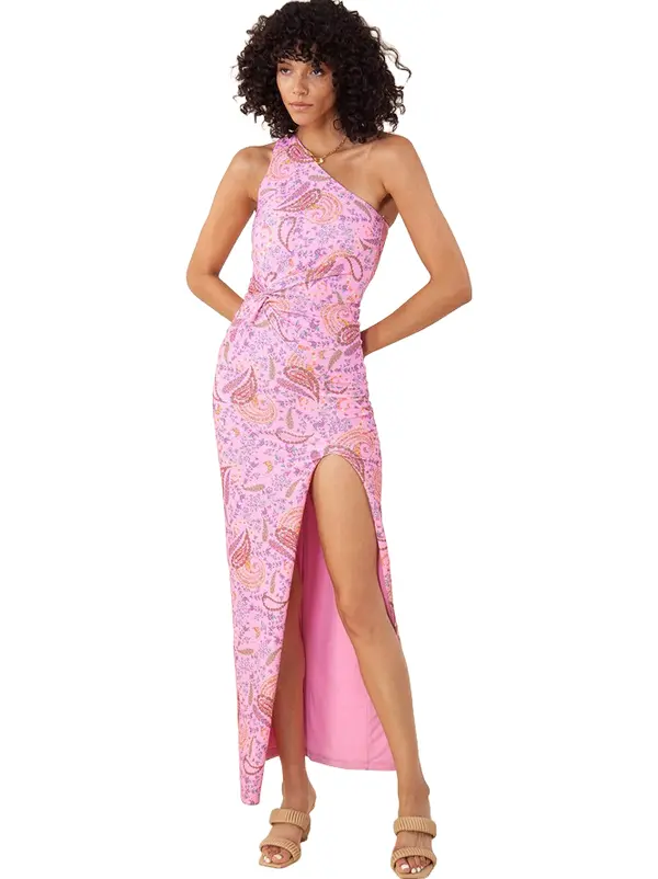 Hale Bob Stassie One Shoulder Maxi Dress - Pink